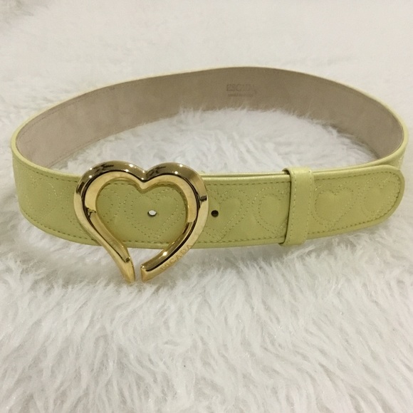 Escada | Accessories | Escada Gold Heart Buckle Yellow Belt Size 36 ...